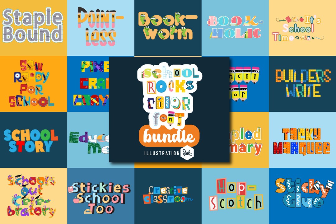 School Rocks Font Bundle, Cricut Fonts, Silhouette Fonts, Teacher Fonts ...