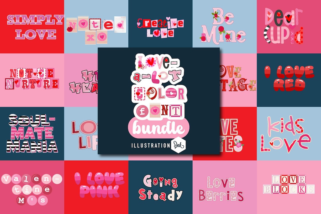Love-a-lot Color Font Bundle, Cricut Fonts, Silhouette Fonts - Etsy