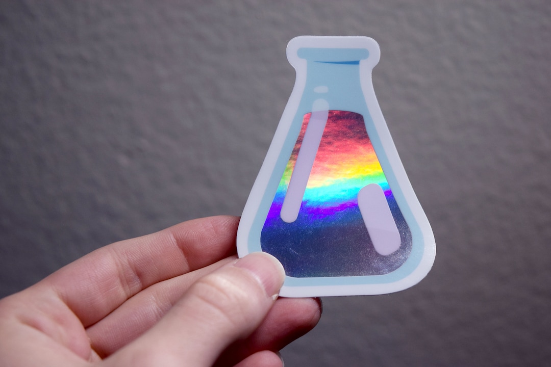 Holographic Erlenmeyer Flask Sticker // 2"x3" // Science Sticker ...