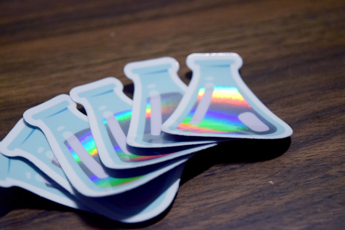 Holographic Erlenmeyer Flask Sticker // 2x3 // | Etsy