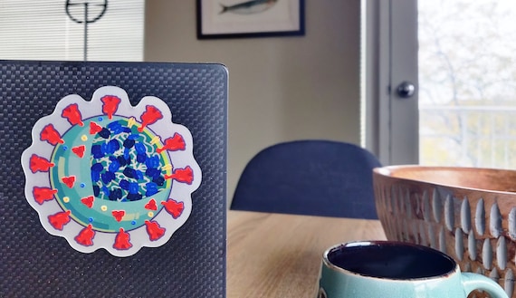 Virus Holographic Sticker // 3x3 // Science | Etsy