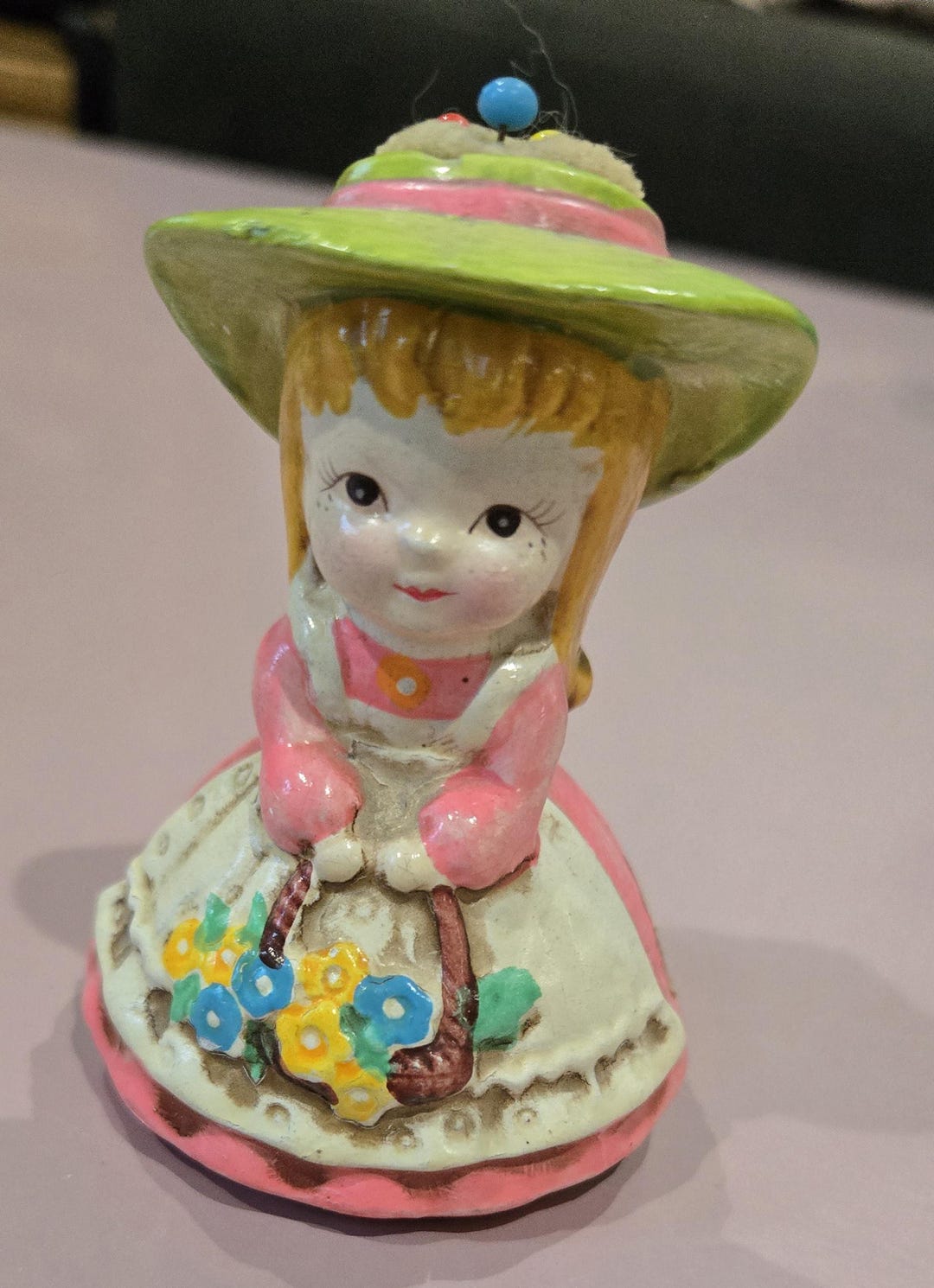 Josef Lorrie Design Vintage Plaster Girl Figurine With Pin Cushion Hat ...