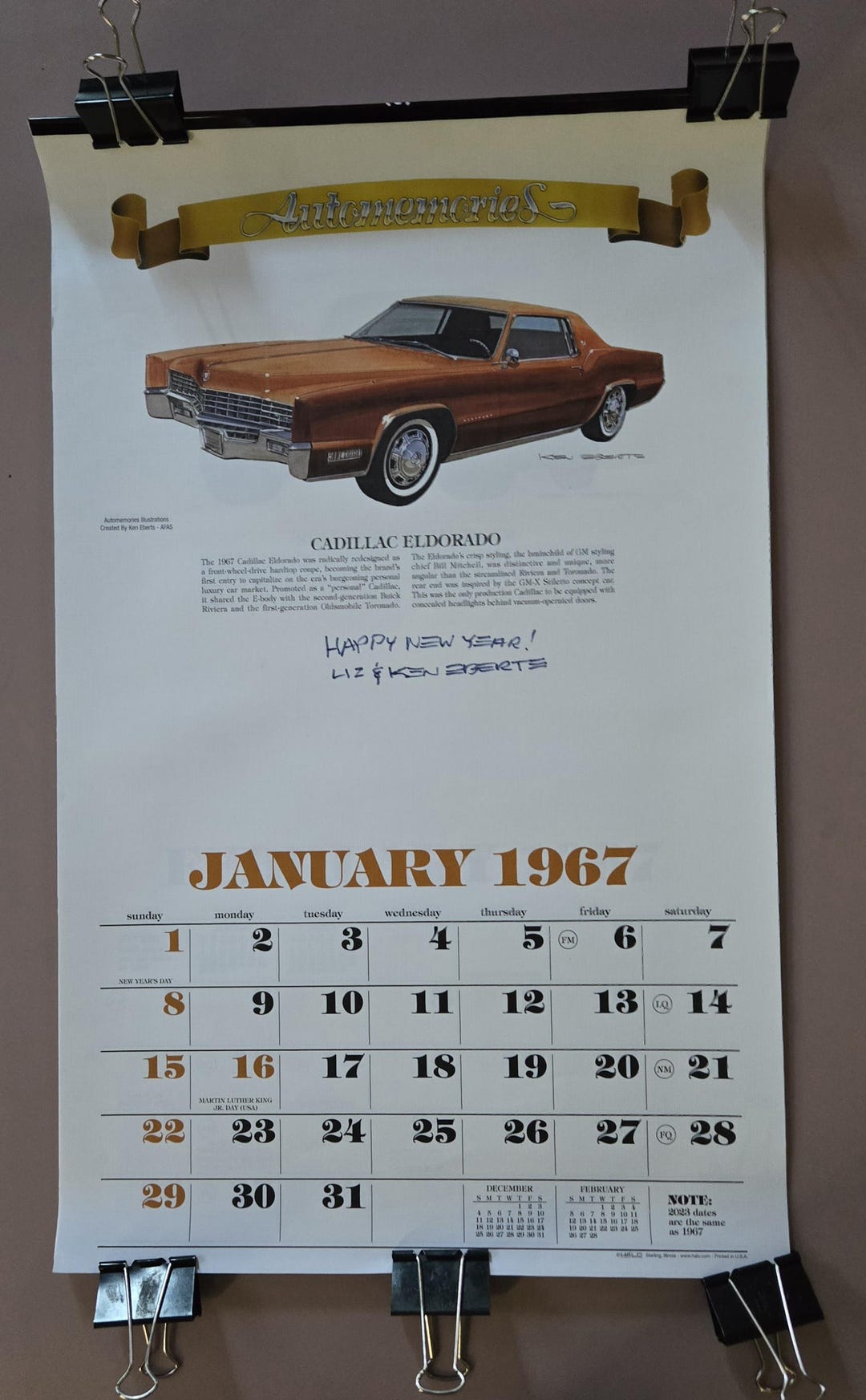 Ken Ebert's Vintage Cars Drawings Signed Calendar 2023/1967 - Etsy