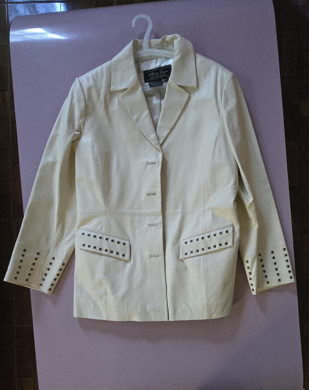 Terry Lewis Cream Color Soft Leather Jacket With Bronze Studs - Etsy
