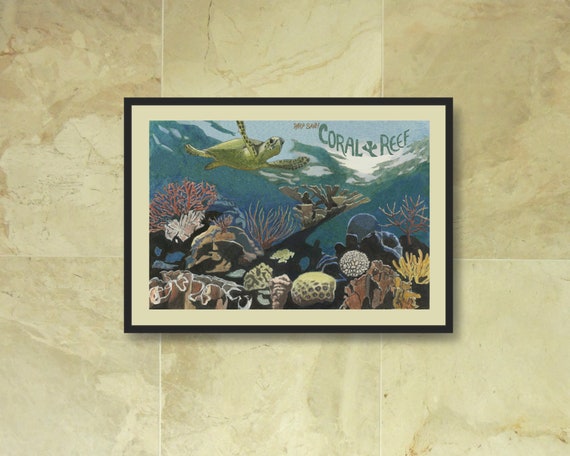 Coral Reef Travel Poster Print | Etsy