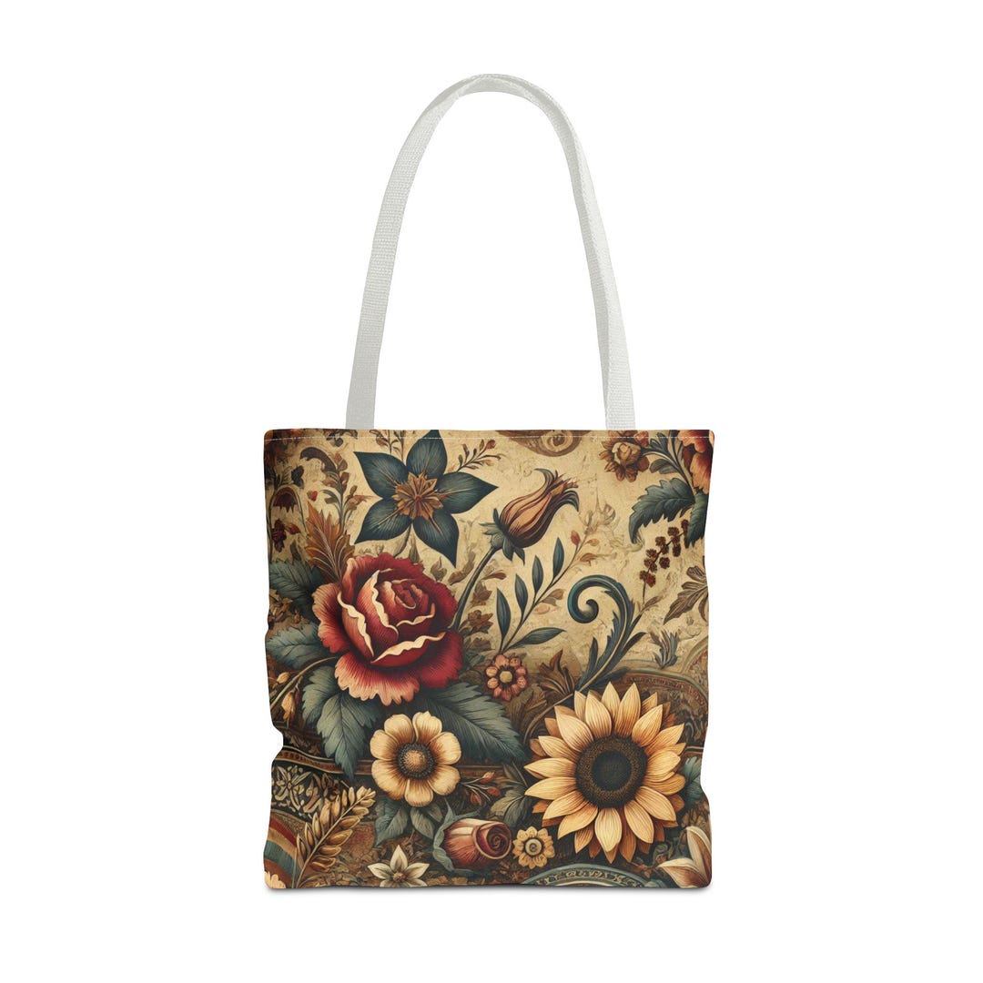 Old West Floral Folk Art Rustic Tones Tote Bag (AOP) - Etsy
