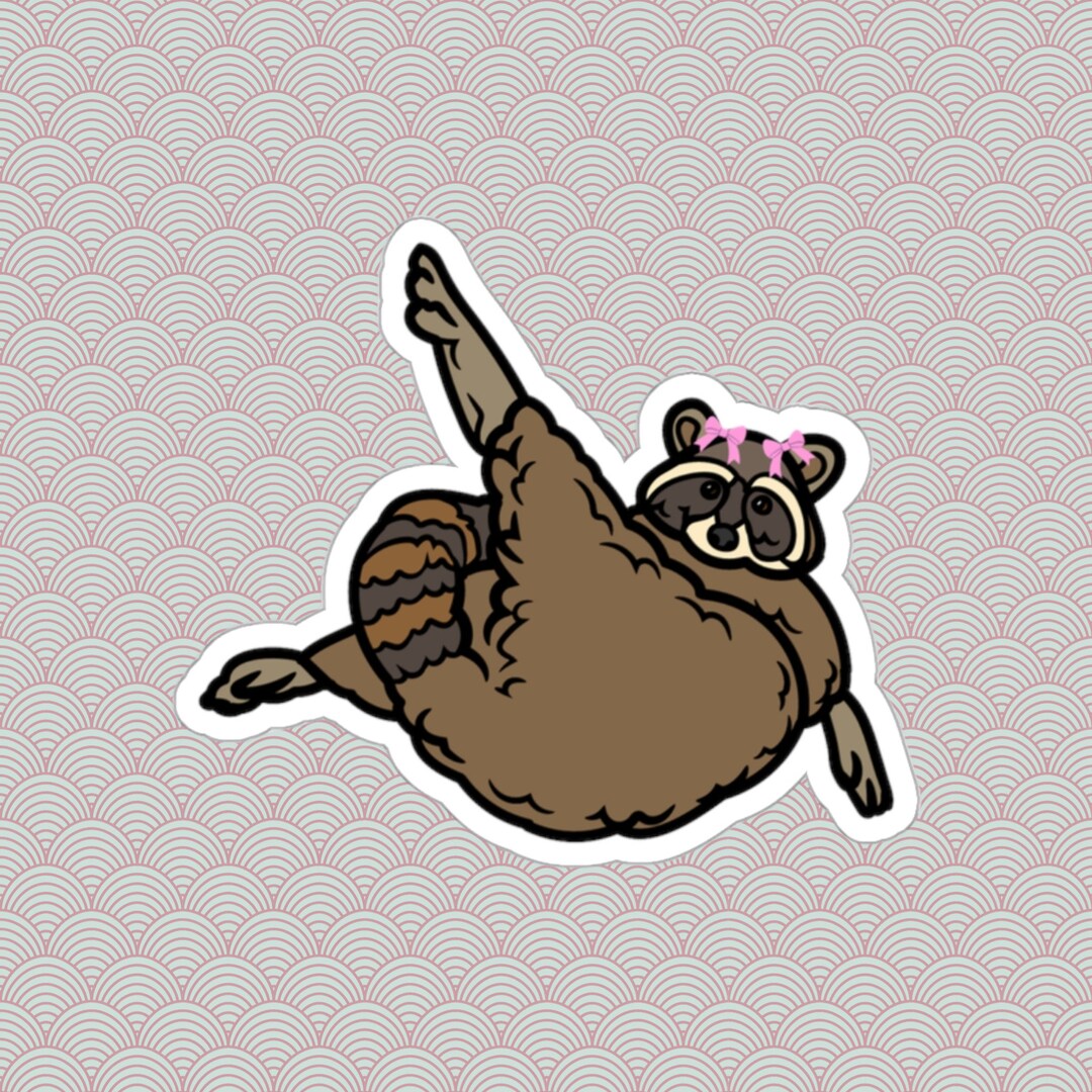 Coquette Racoon Die-cut Sticker - Etsy