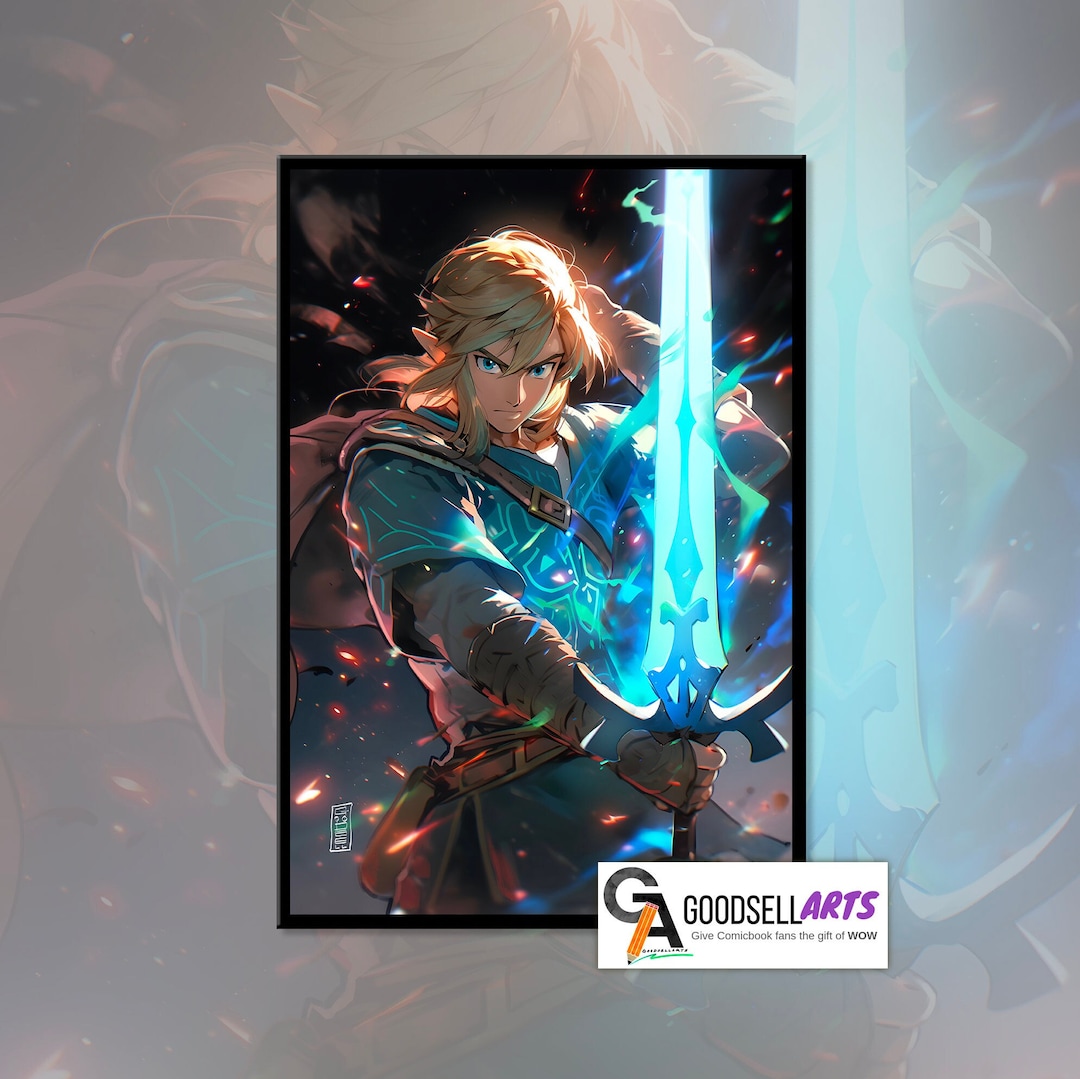 Zelda Link Poster Master Sword Legend of Zelda Gift Gamer Gifts Breath ...