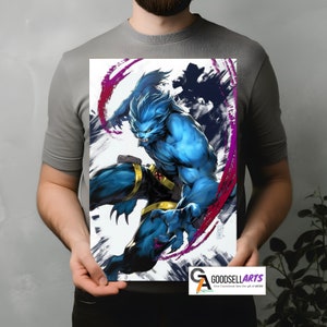 Beast X-men Art Print Marvel X-men Poster Beast Wall Art Hank Mccoy X ...