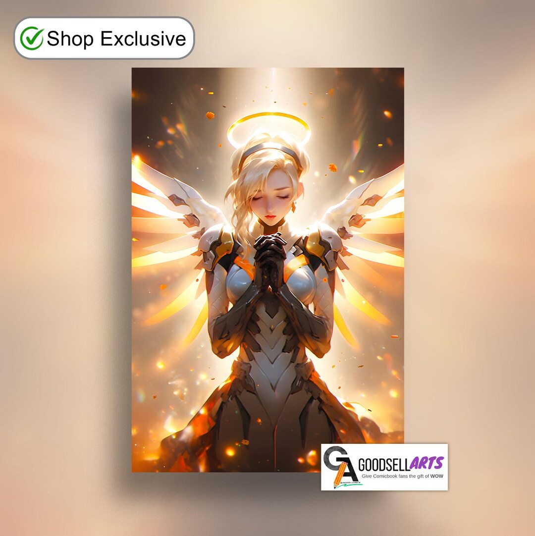 Mercy Poster | Hero Mercy Art Print | Mercy Angel Poster | Gaming ...