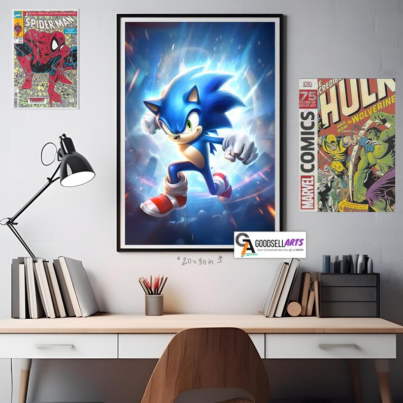Sonic the Hedgehog Poster, Sonic Video Game Wall Art Print, Gamer Gifts ...