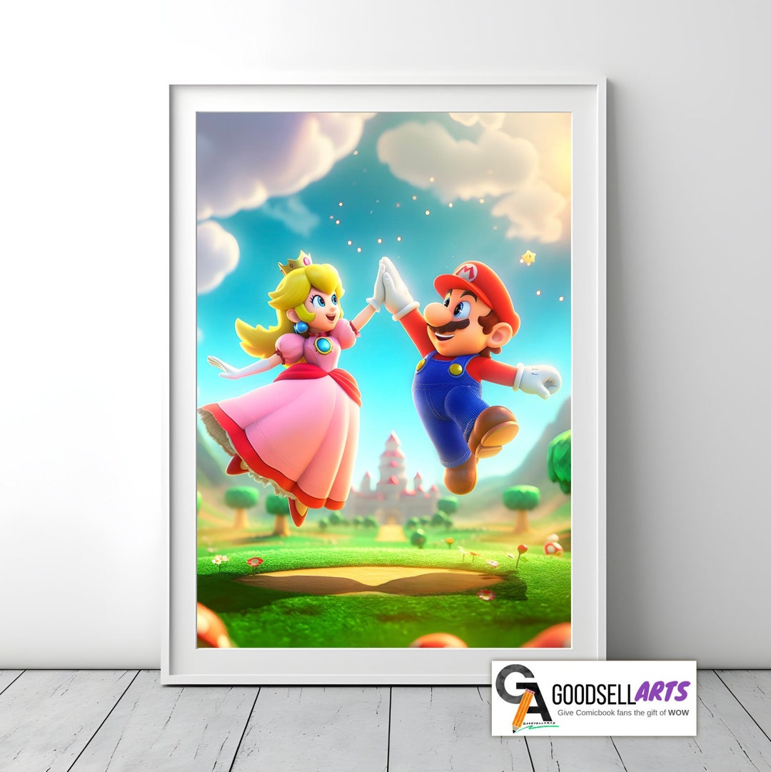 Mario and Peach Poster Princess Toadstool Poster Super Mario Bros ...