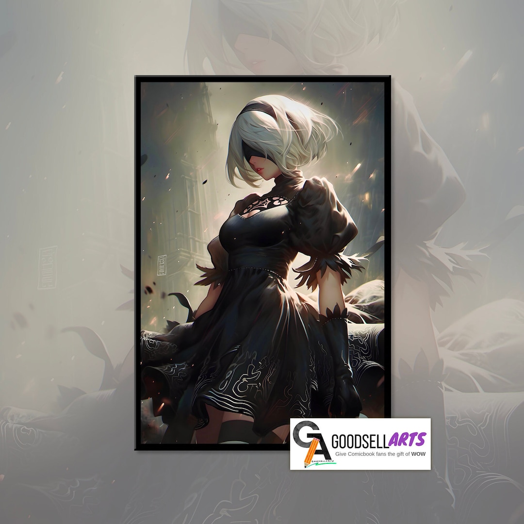 Nier Automata Poster Nier 2B Art Print Video Game Poster Android 2B Art ...