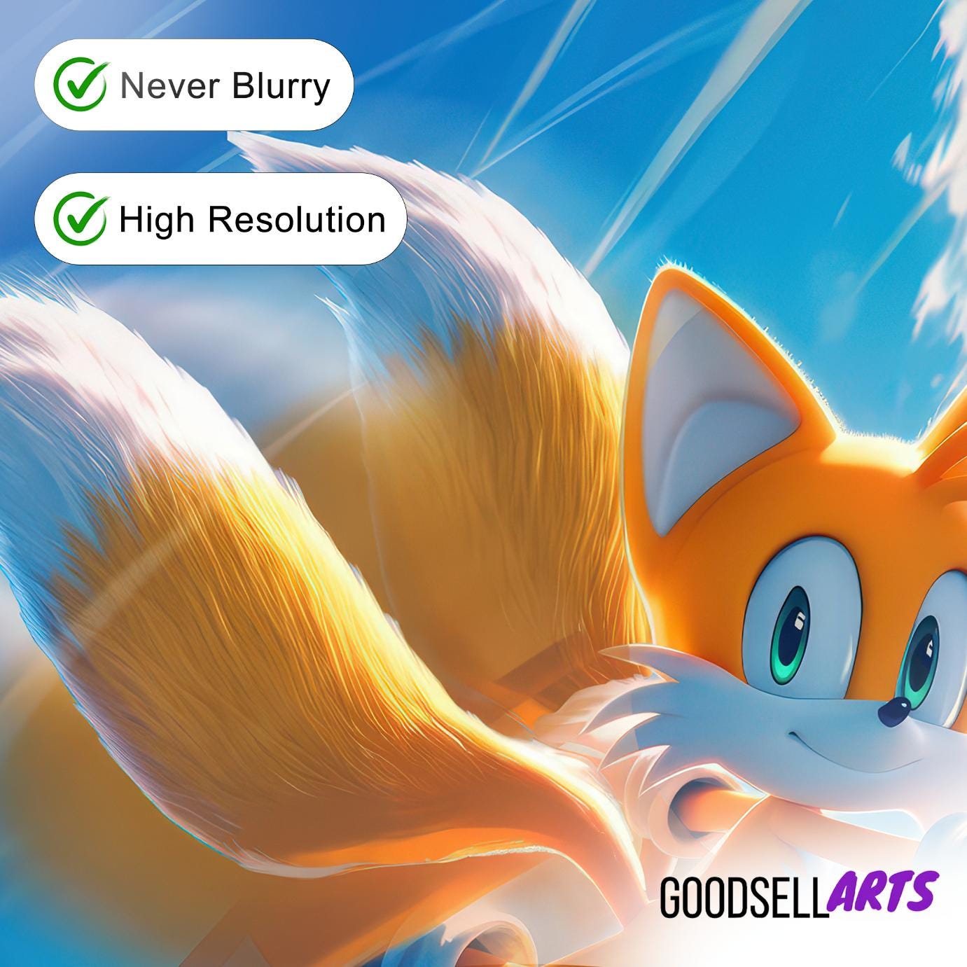 Sonic Tails Poster | Miles Prower Tails Print | Video Game Wall Art ...
