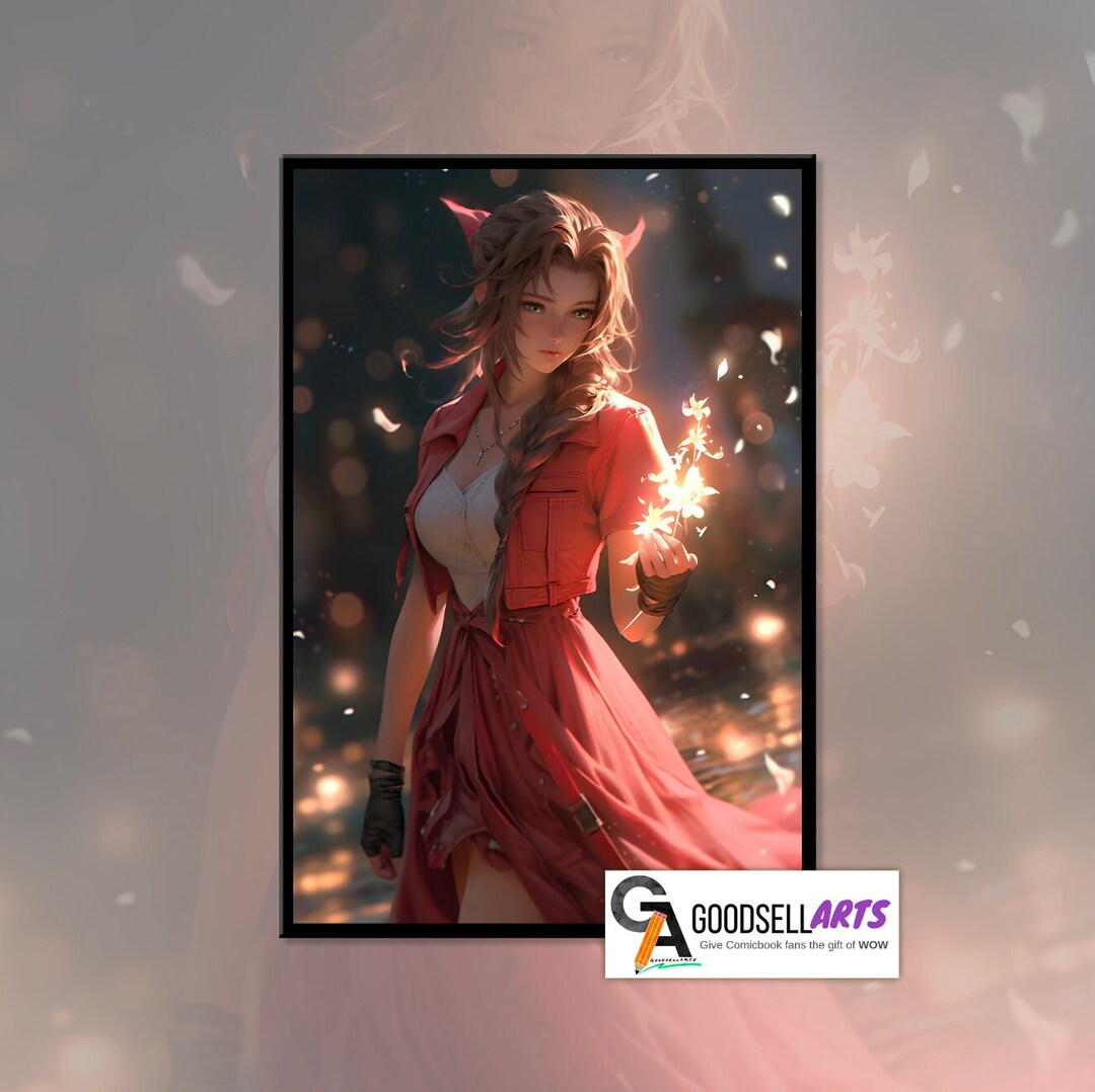 Aerith Final Fantasy Poster FF7 Remake Final Fantasy Prints Aerith ...