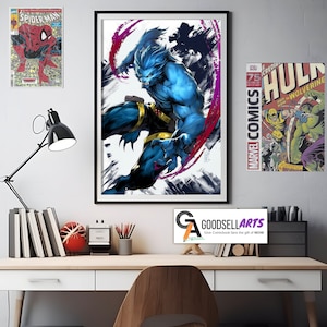 Beast X-men Art Print | Marvel X-men Poster | Beast Wall Art | Hank ...