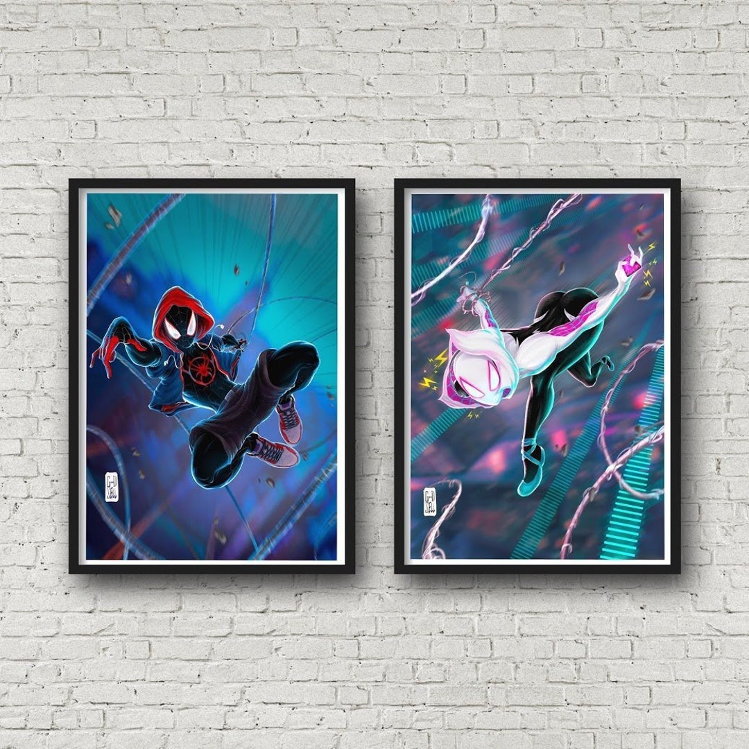 Miles Morales and Ghost Spider | Two POSTER SET | Spiderman Spiderverse ...