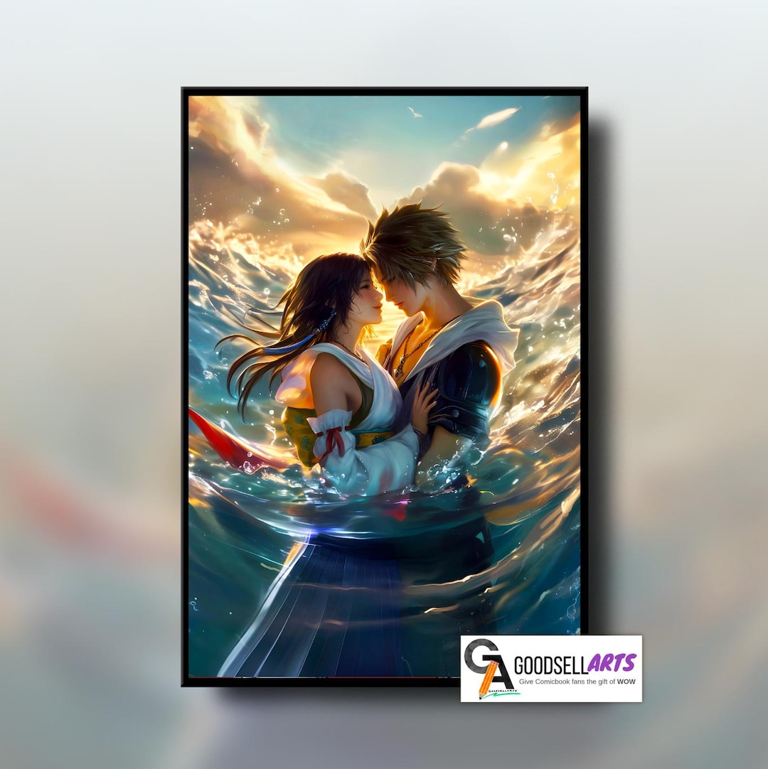 Yuna and Tidus Final Fantasy X Poster, FFX Wall Art Print, JRPG Couple ...