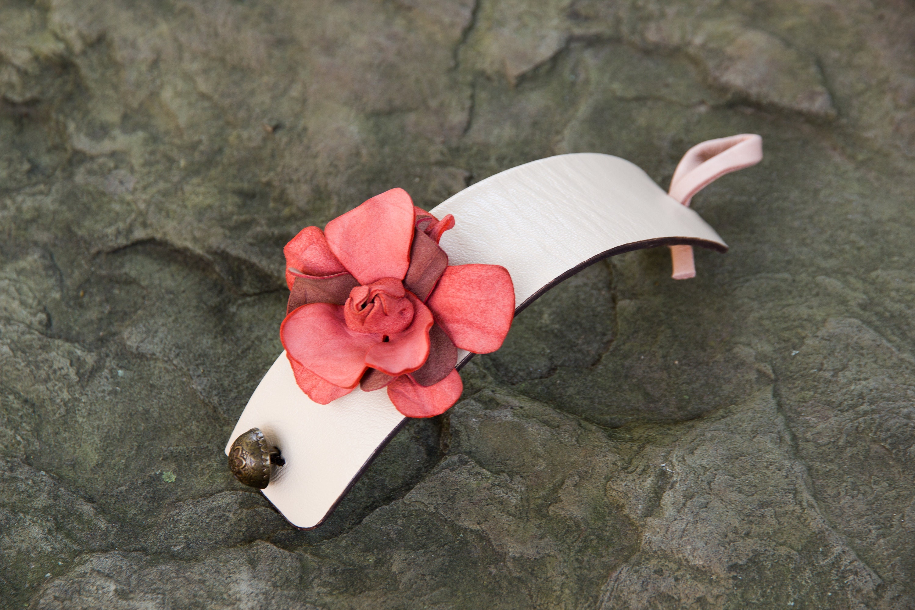 LEATHER FLOWER BRACELET, Wrist Flower Corsage, Leather Bracelet ...