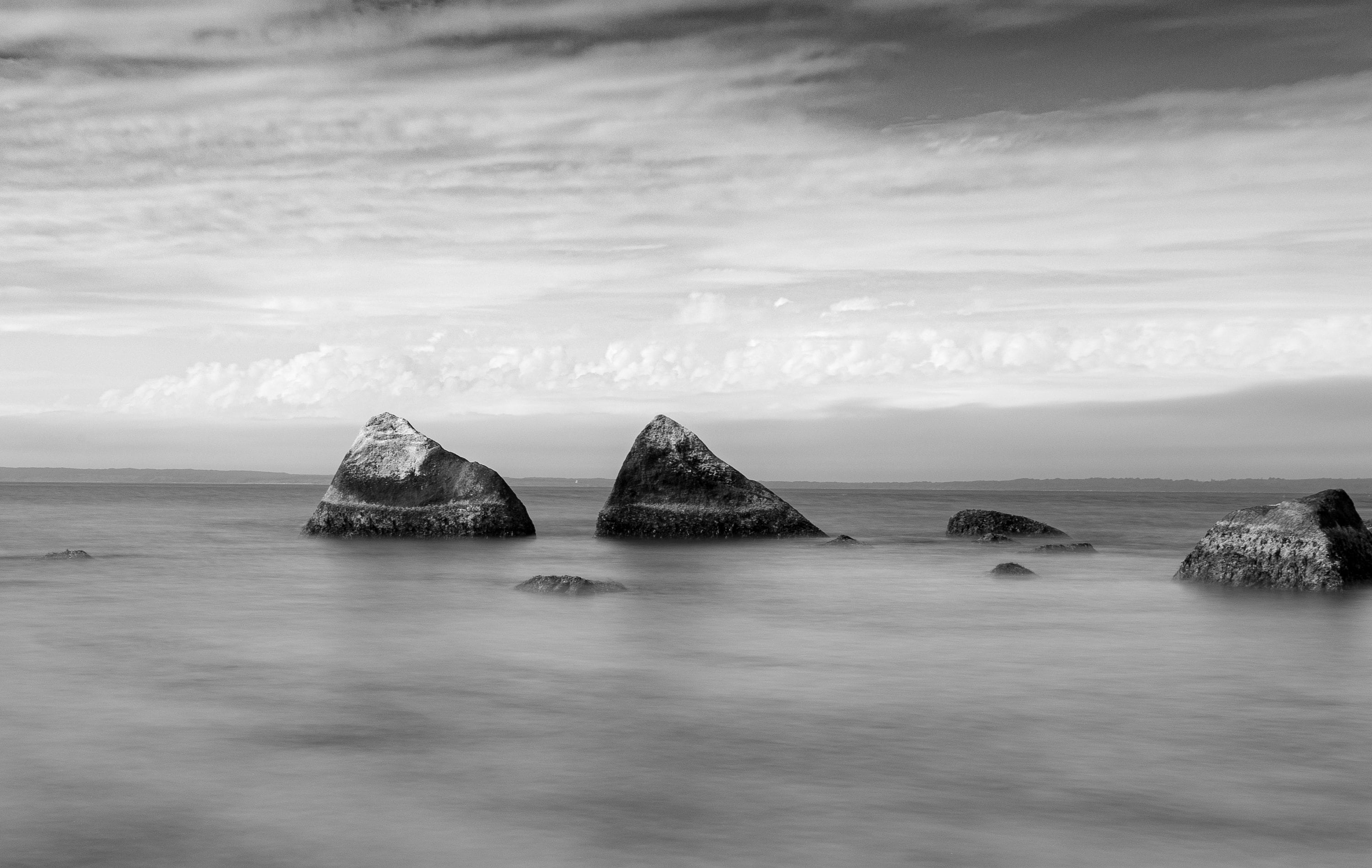 Marthas Vineyard, Rocks in Water, Wall Art, Black & White, Horizontal ...
