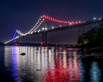 Mount Hope Bridge at Night. Rhode Island, Architecture Photography ...