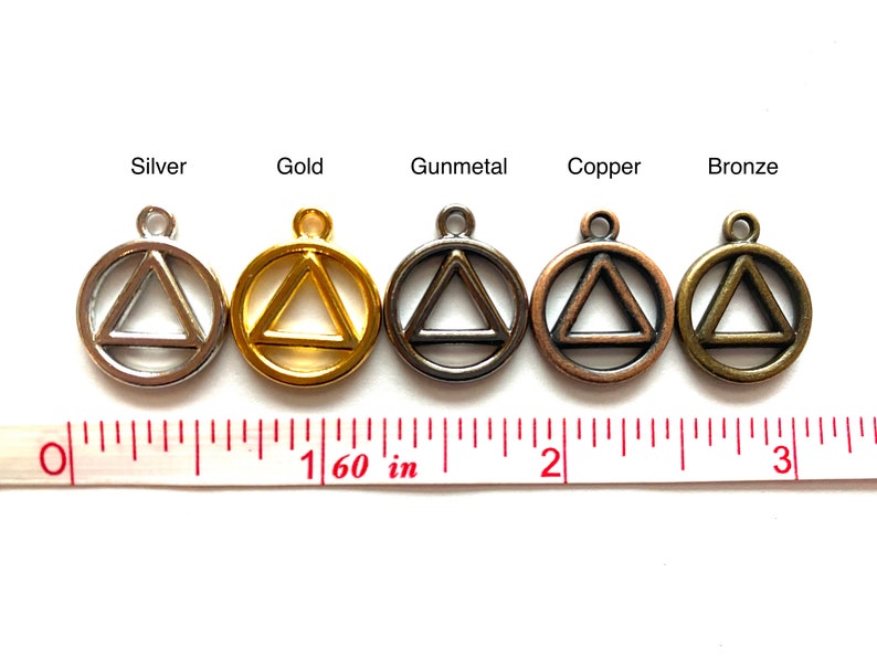 AA Charms Gunmetal Gold Silver Bronze - Alcoholics Anonymous AA Beads ...