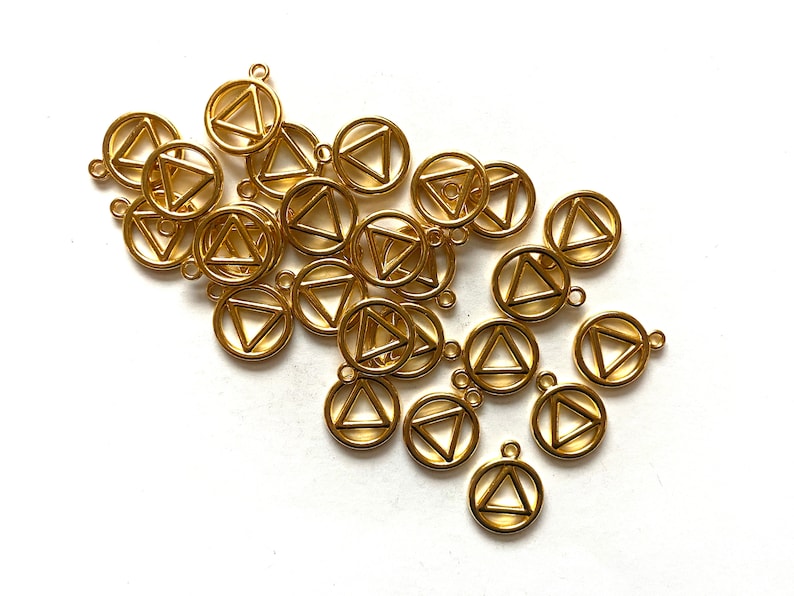 AA Charms Gunmetal Gold Silver Bronze - Alcoholics Anonymous AA Beads ...