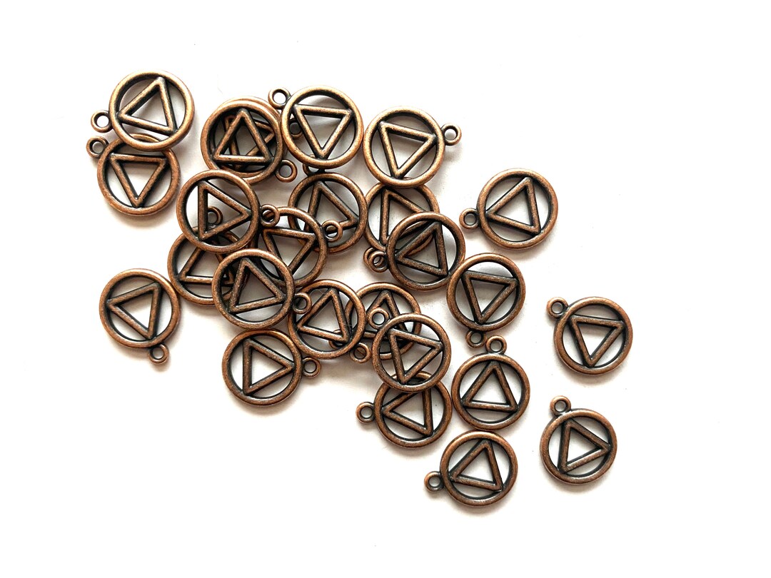 AA Charms Copper Silver Gold Bronze - Alcoholics Anonymous AA Beads ...