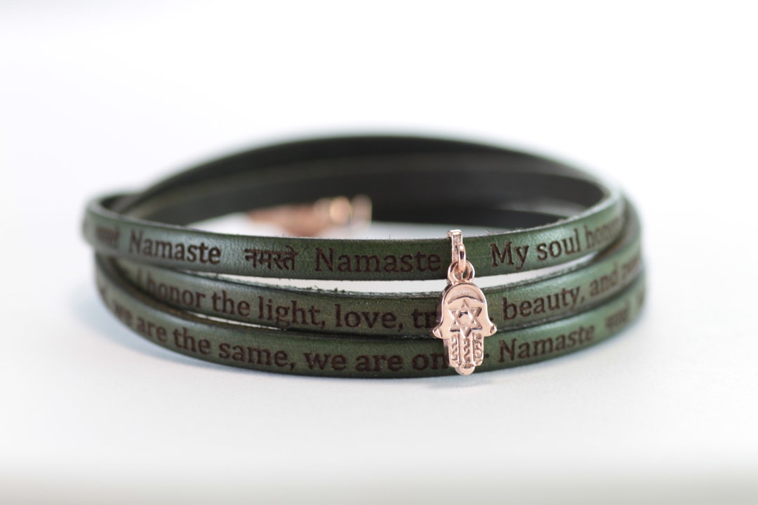 Namaste Leather Wrap, Yoga Lovers Bracelet, Inspiration Jewelry ...