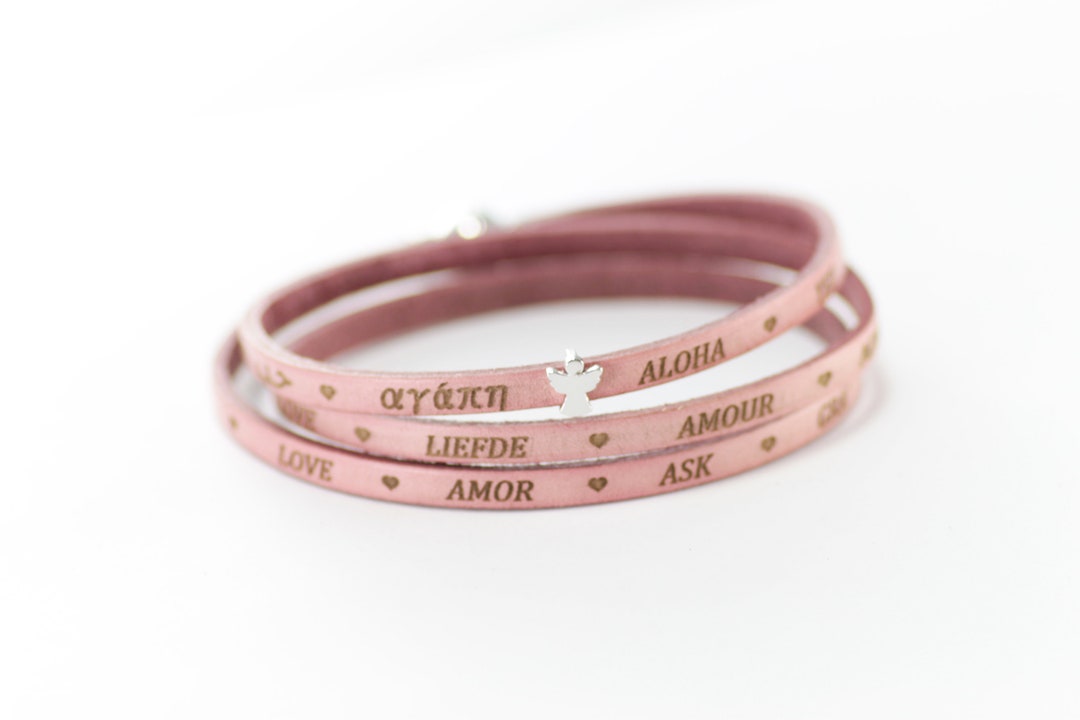 Love Leather Wrap Bracelet, Message of Love Bracelet, Love in Different ...
