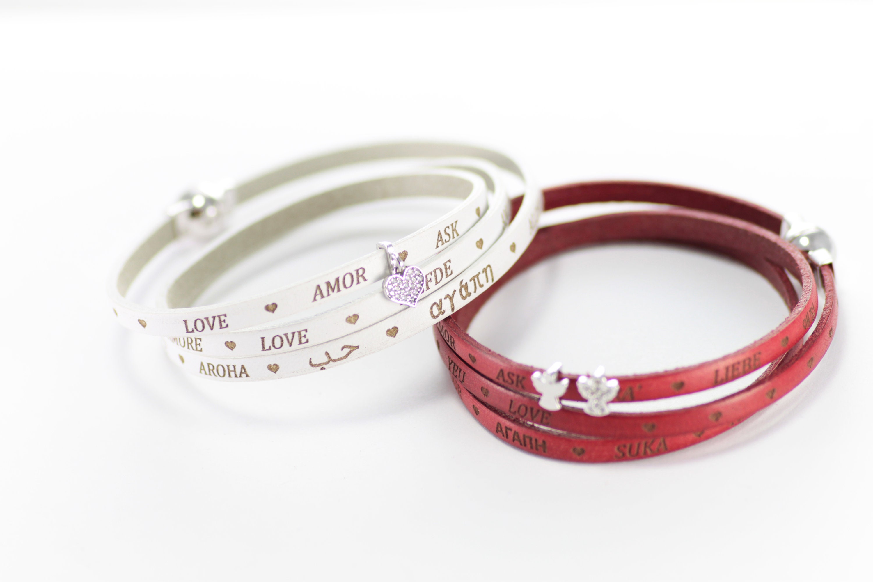 Love Leather Wrap Bracelet, Message of Love Bracelet, Love in Different ...