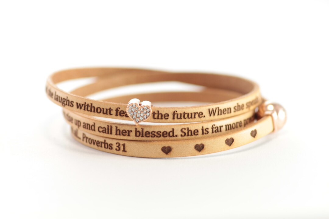 Proverbs 31 Leather Wrap, Scripture Bracelet, Christian, Jewish Gift ...