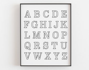 Monochrome Alphabet Kids Print // ABC Print in Black and White - Etsy