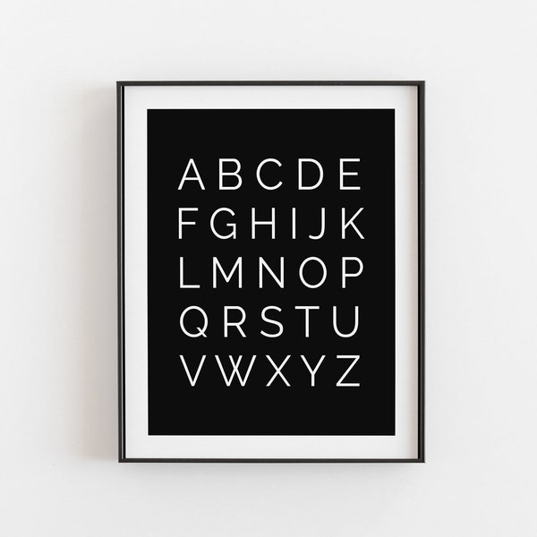 Black and White Alphabet Poster - Etsy