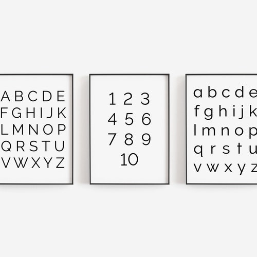 Modern Alphabet Print Set ABC 123 Posters Nursery Art | Etsy