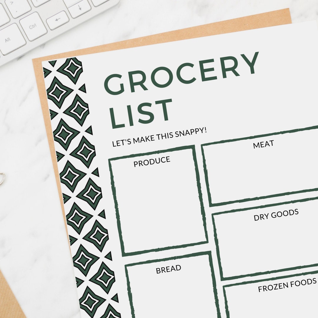 Grocery List Printable | Quarantine Printable | Organized Grocery List ...