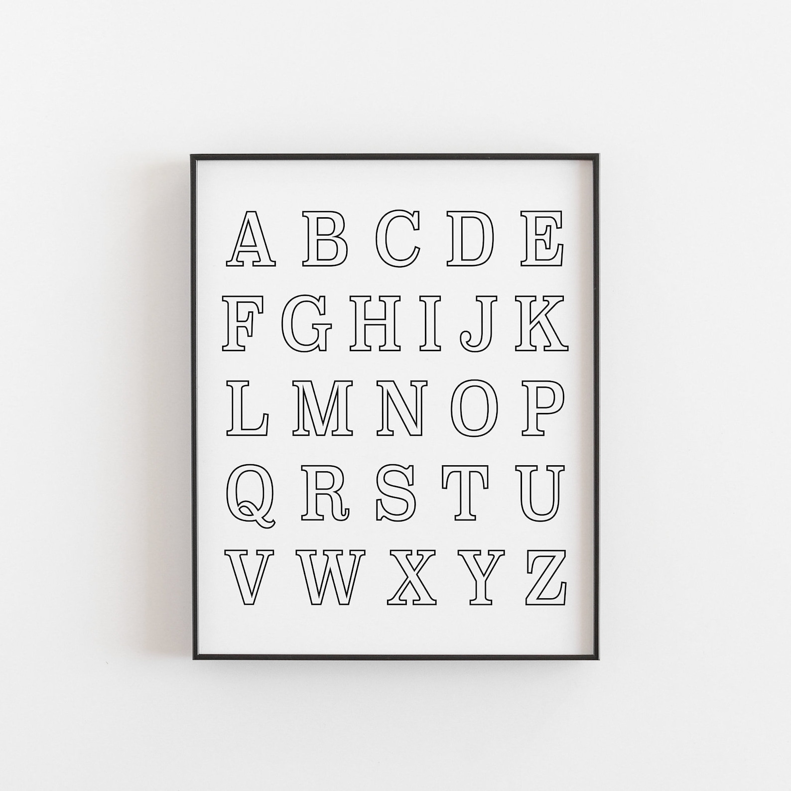 Clásico alfabeto impresión / blanco y negro ABC cartel / | Etsy