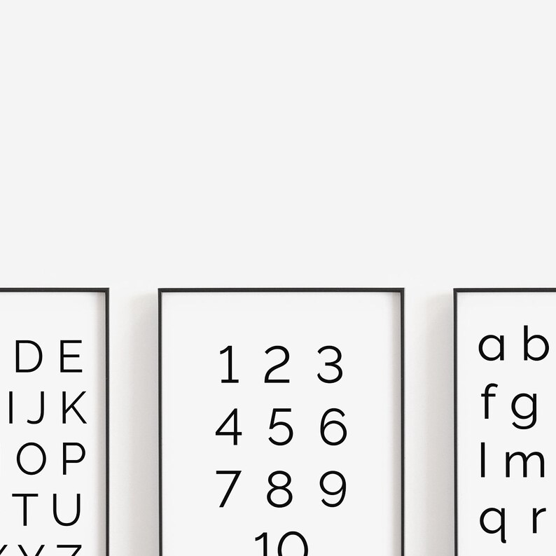 Modern Alphabet Print Set ABC 123 Posters Nursery Art Playroom Sign - Etsy