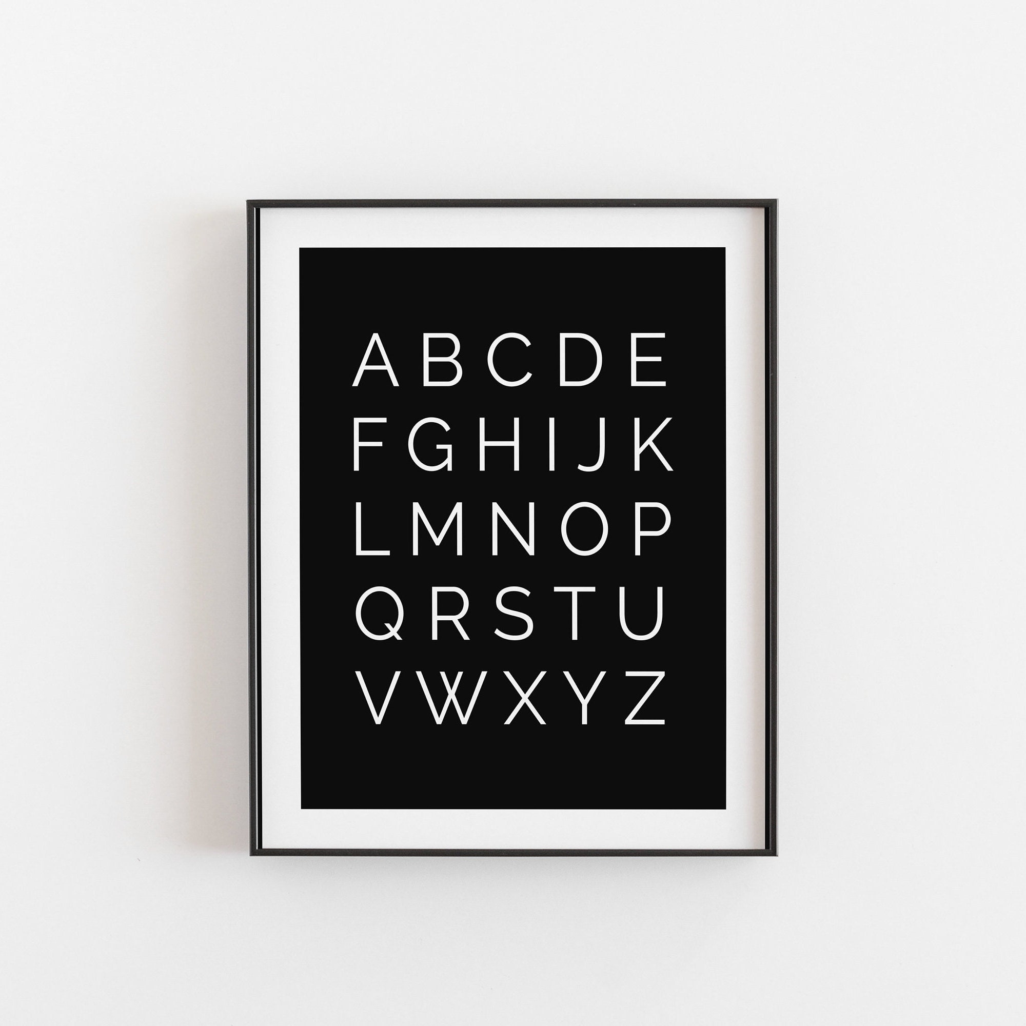 Black White Alphabet Print | Nursery Art | Black and White Alphabet ...