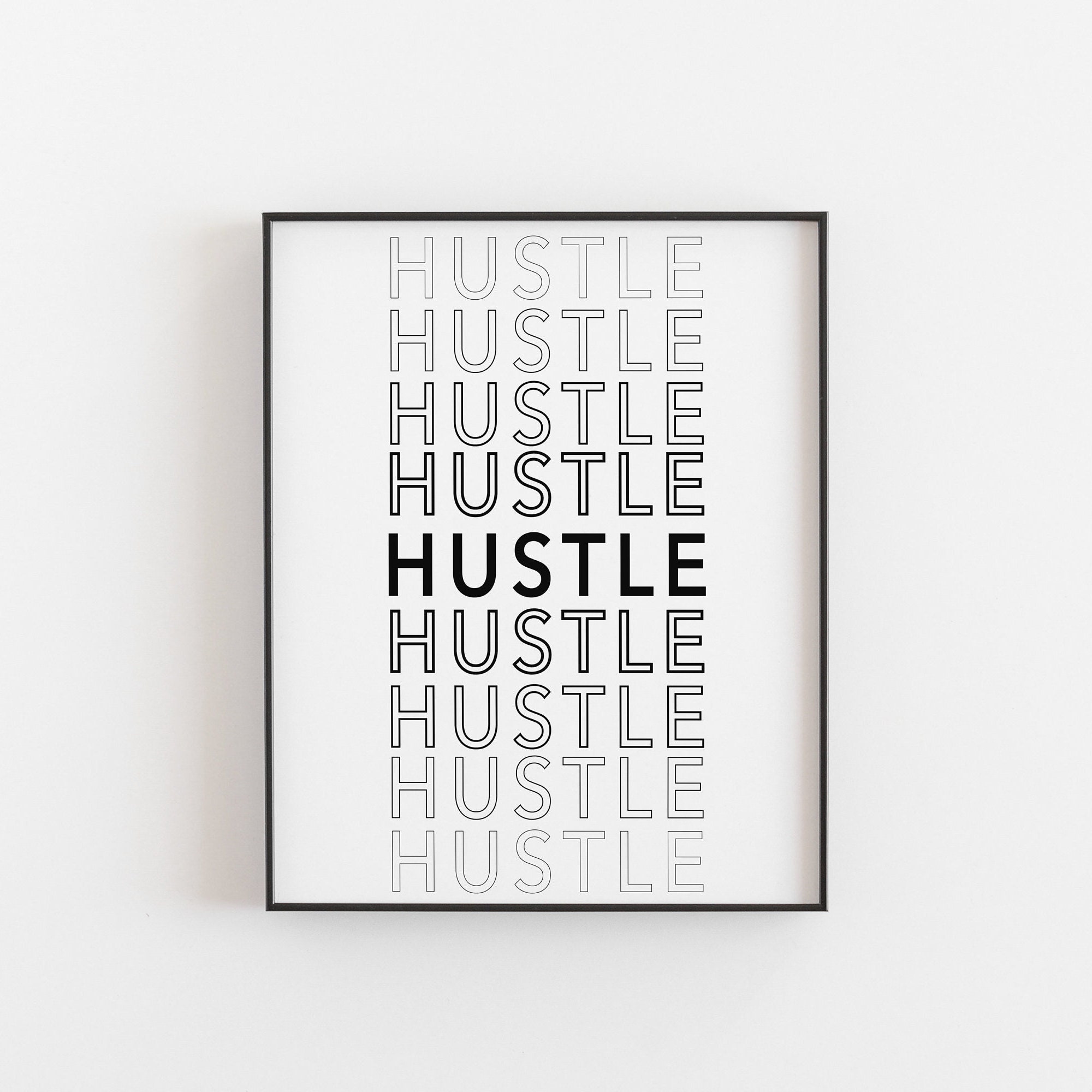 Hustle Sign | Hustle Hard | Motivational Wall Decor | Hustle Printable ...