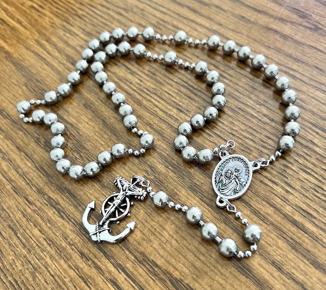 The Traveling Saint. Stainless Steel 8mm Beads, Ball Chain Catholic ...