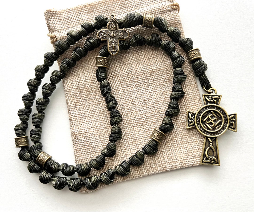 Bronze Celtic Knotted Catholic Rosary Rope. Metal Celtic Our Father ...