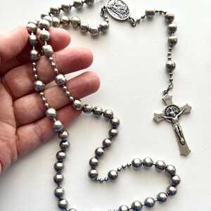Stainless Steel 8mm Beads, Ball Chain Catholic Rosary With St. Benedict ...