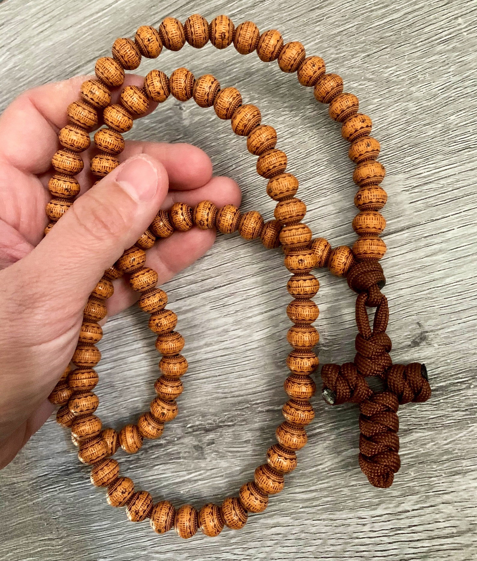 Prayer Rope 100 Wood Beads. brown 550 Paracord | Etsy