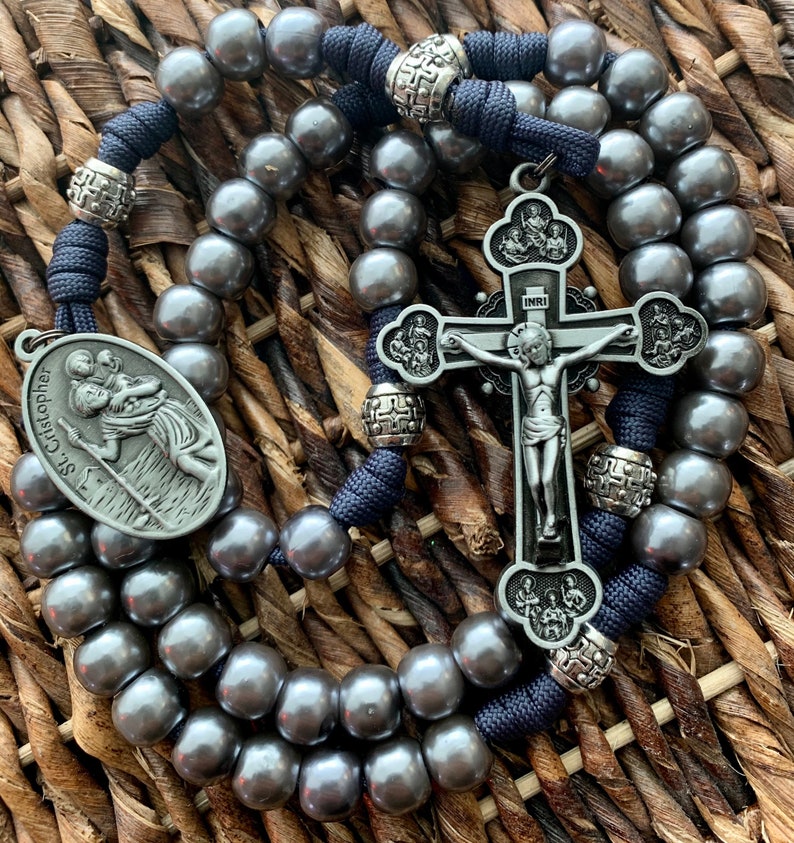 Saints & Apostles Catholic Rosary W/12mm Gray Slate Beads. - Etsy
