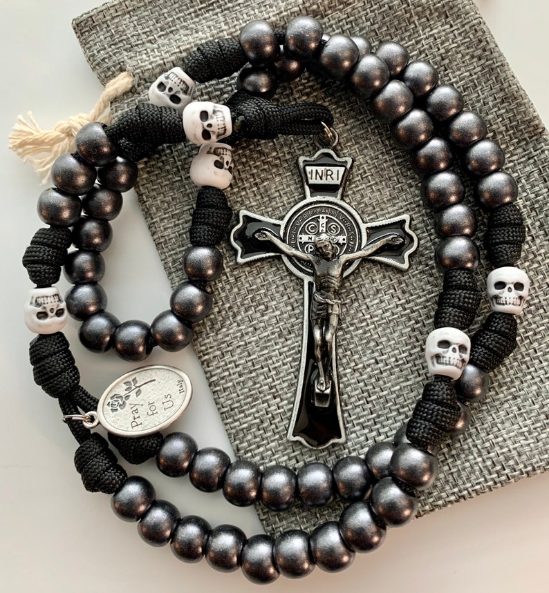 Skull Catholic Rosary Memento Mori W/black to Gray CCB Plastic - Etsy