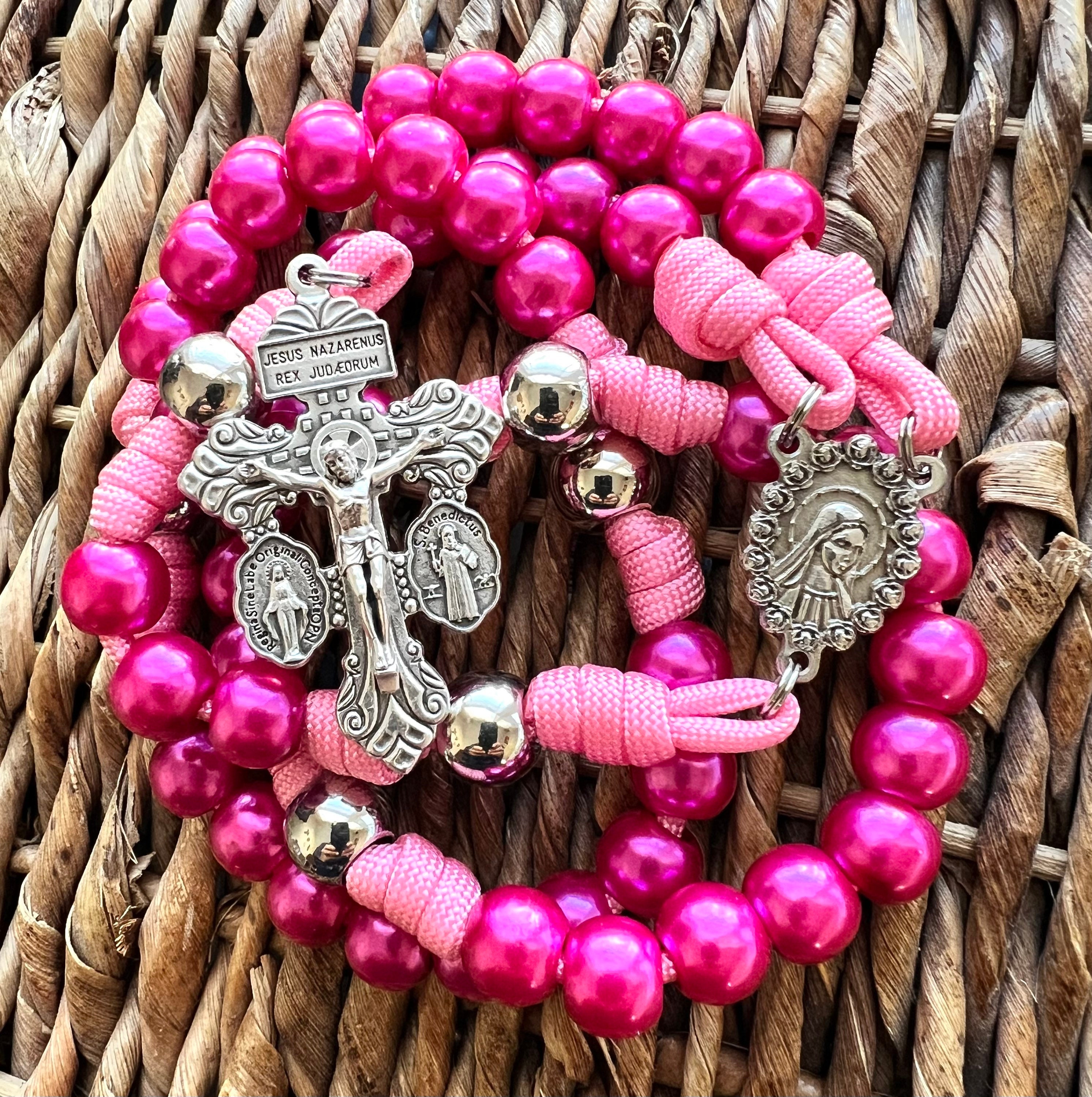 Pink Catholic Rosary