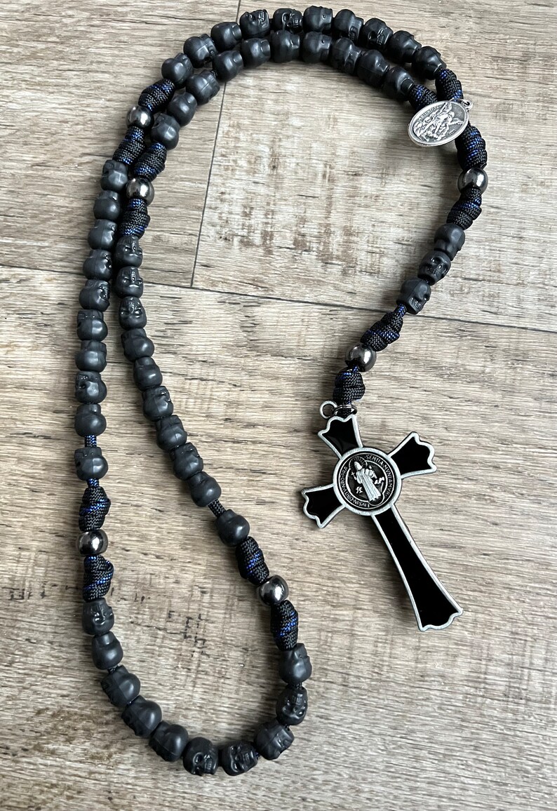 St. Benedict Skull Catholic Rosary, Memento Mori. Skull 11mm Beads ...