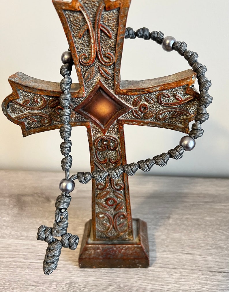 Gray Anglican Rosary Rope With ABS Resin Cruciform Beads. #550 Paracord ...