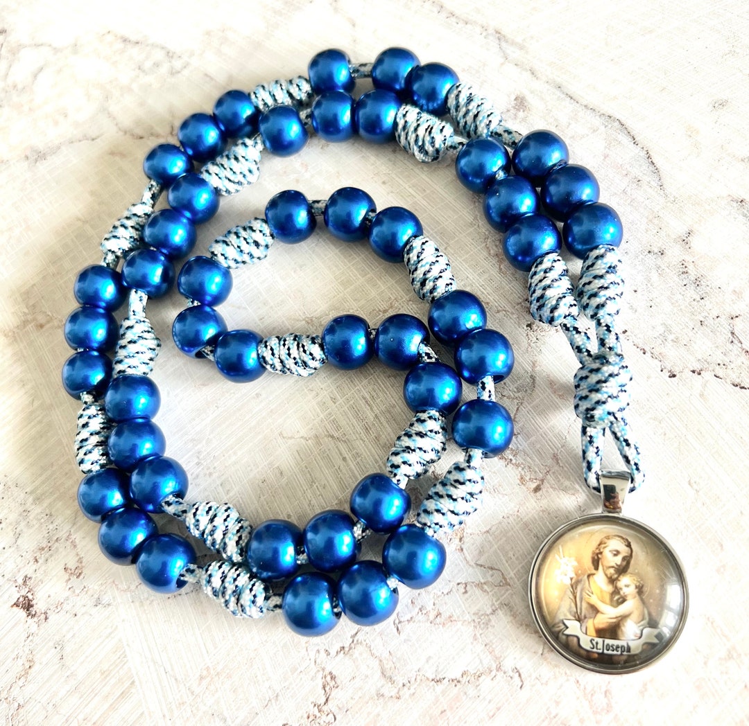 Large Saint Joseph Chaplet With 12mm ABS Plastic Beads & Triple Barrel ...